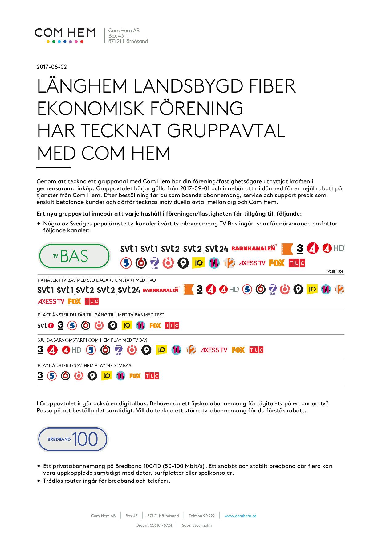 Ny möjlighet att byta från Boxer till Comhem – Länghem Landsbygd Fiber